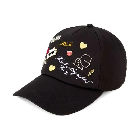 New! Black Original KARL LAGERFELD PARIS Logo Charm Baseball Cap ...